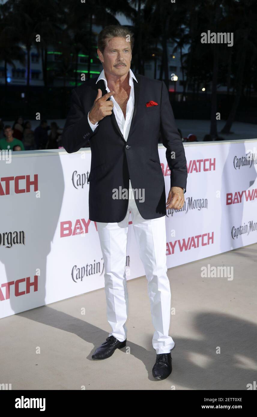 David Hasselhoff is seen during arrivals at the Baywatch World Premier ...