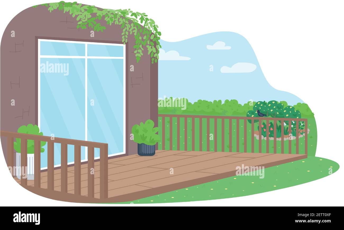 House back yard patio 2D vector web banner, poster Stock Vector Image ...