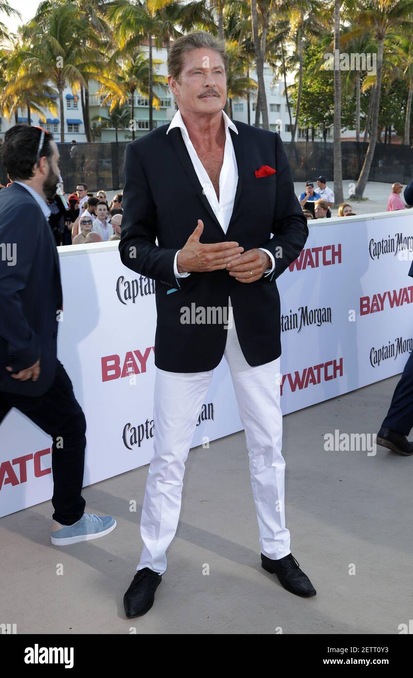 David Hasselhoff is seen during arrivals at the Baywatch World Premier ...