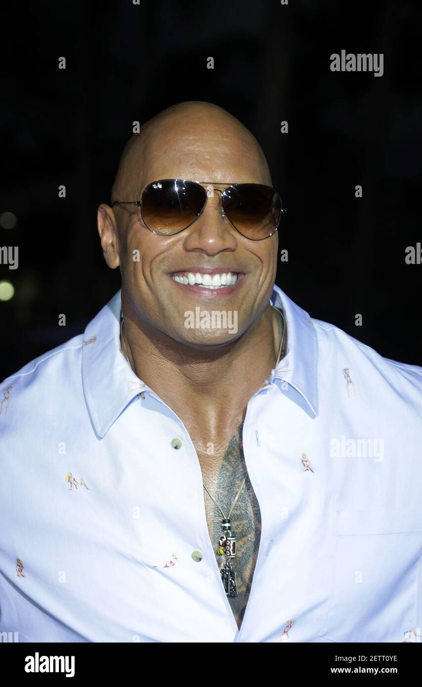 Dwayne Johnson is seen during arrivals at the Baywatch World Premier on ...