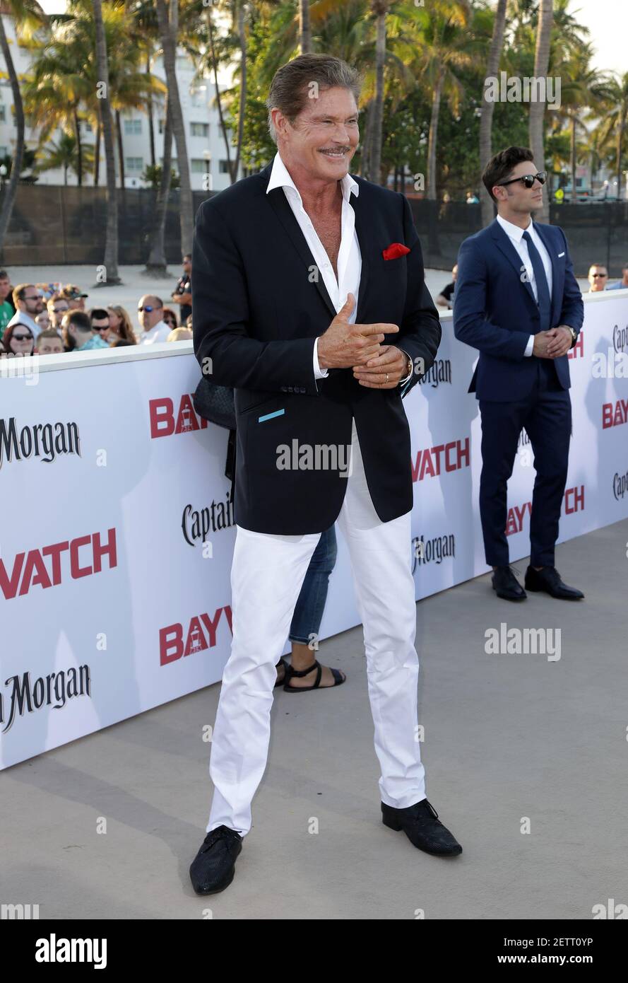 David Hasselhoff is seen during arrivals at the Baywatch World Premier ...