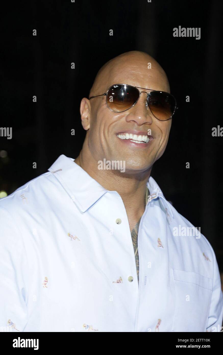 Dwayne Johnson is seen during arrivals at the Baywatch World Premier on ...