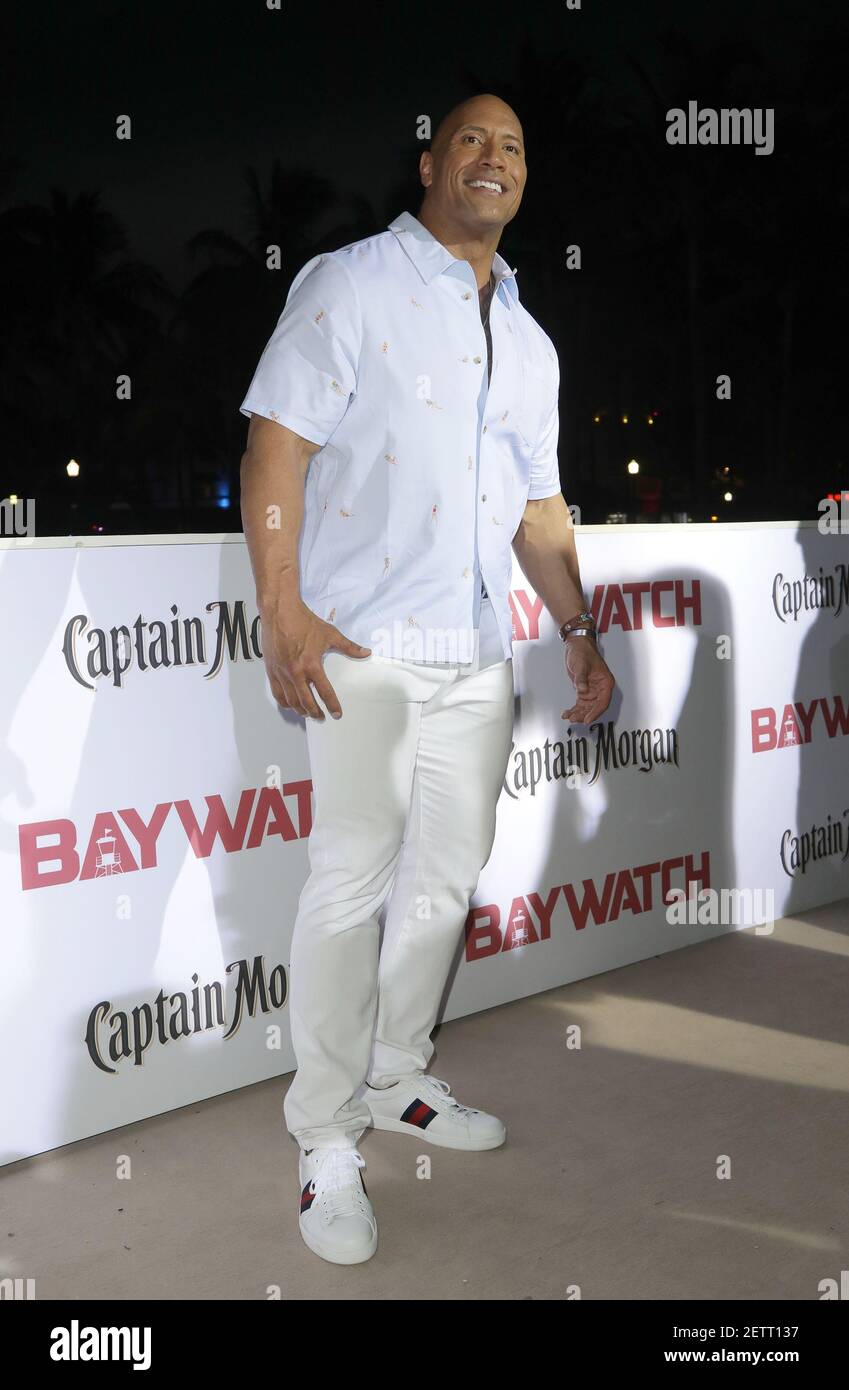 Dwayne Johnson is seen during arrivals at the Baywatch World Premier on ...
