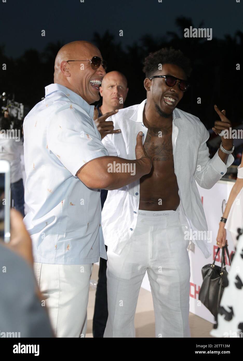 Dwayne Johnson and Recording Artist Desiigner are seen during arrivals ...
