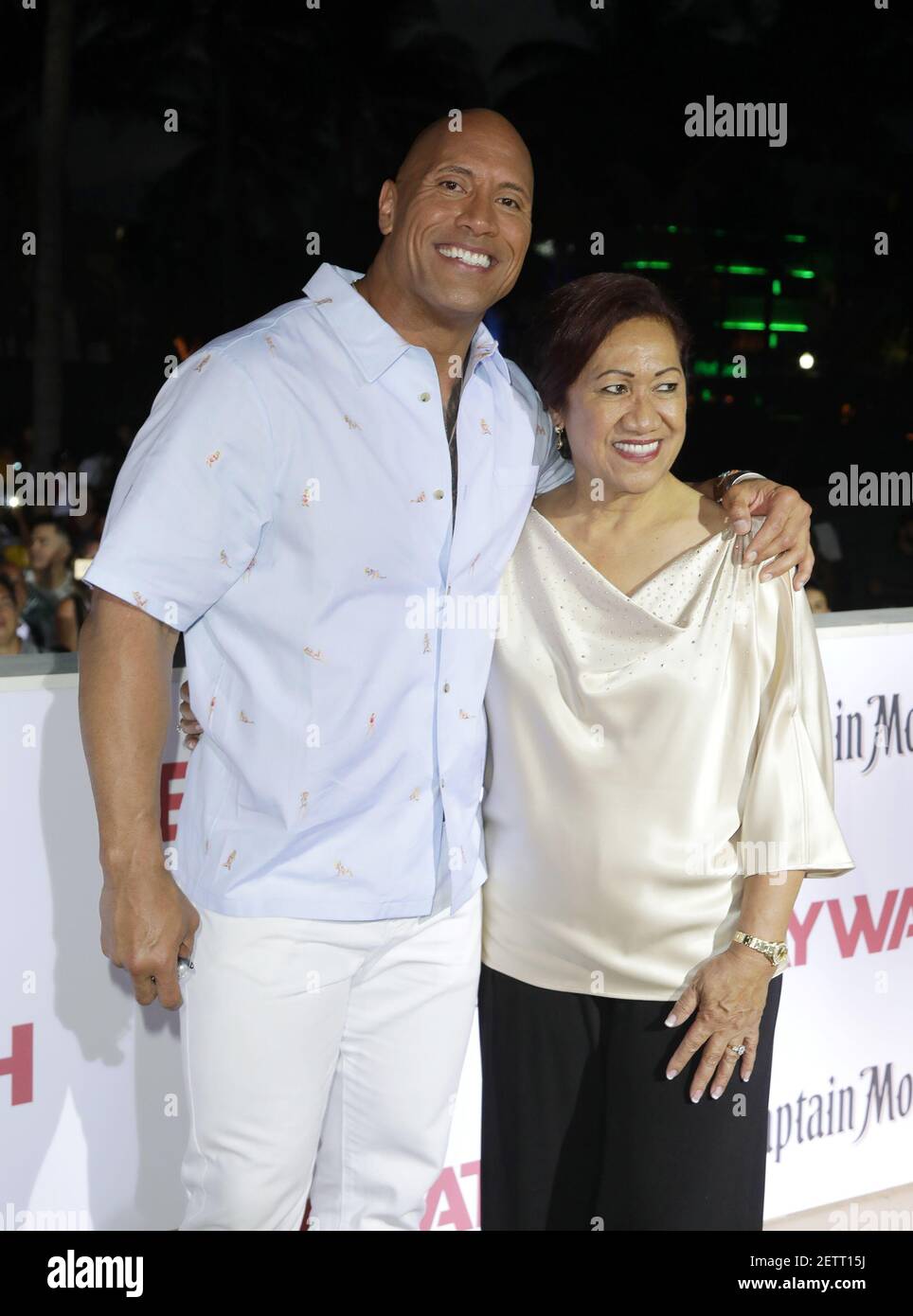 Dwayne Johnson and Ata Johnson are seen during arrivals at the Baywatch ...