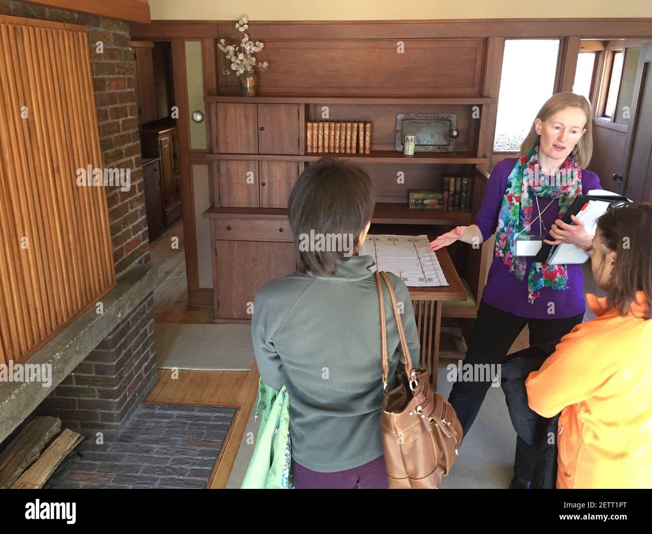 A docent explains Wright's American System-Built Homes during a tour on ...