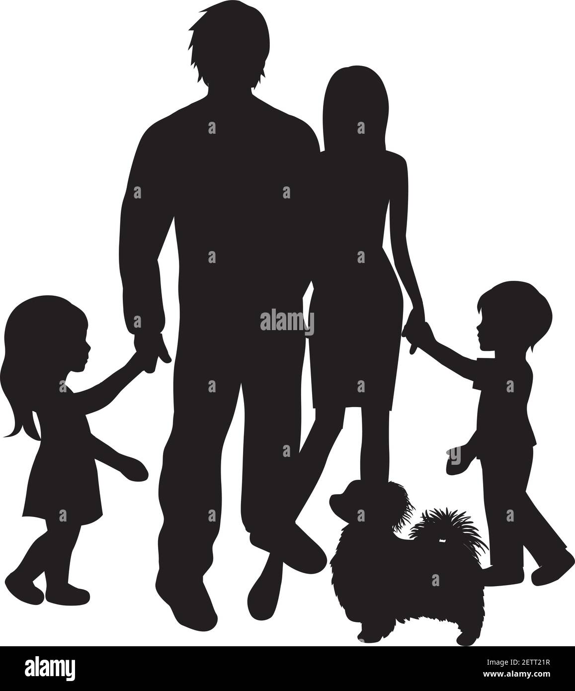Brother and sister with puppy Stock Vector Images - Alamy