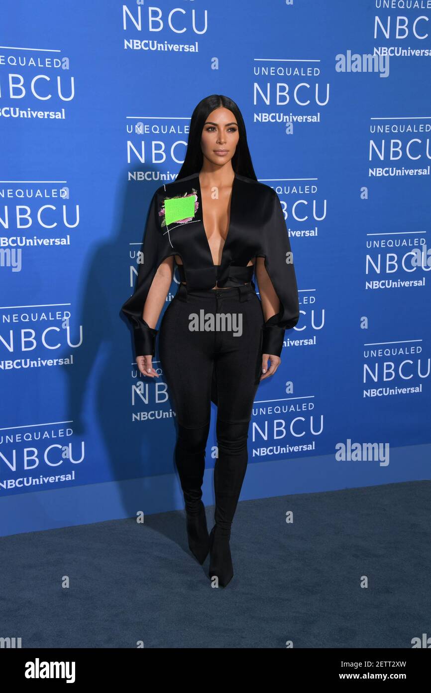 L-R: Kim Kardashian arrives to the 2017 NBC Universal Upfront, held at ...