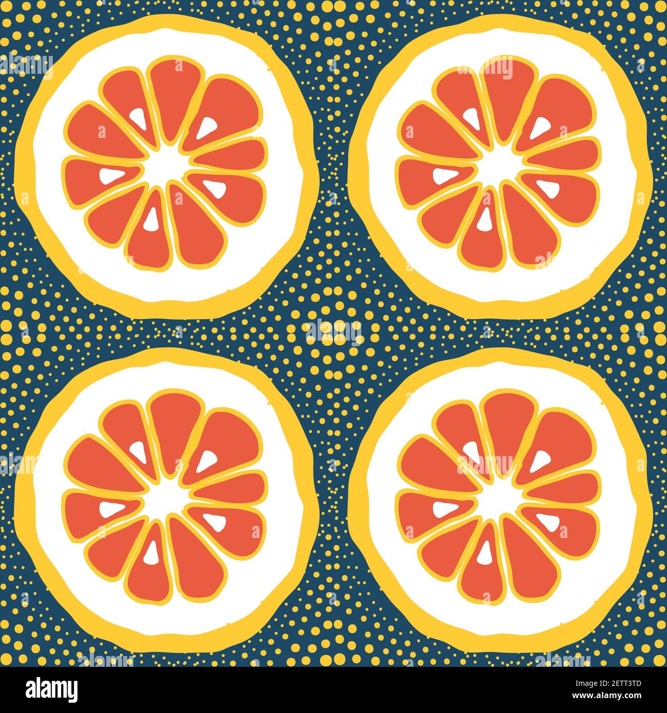 Vector pattern with lemon, citrus slice on blue background. Orange ...