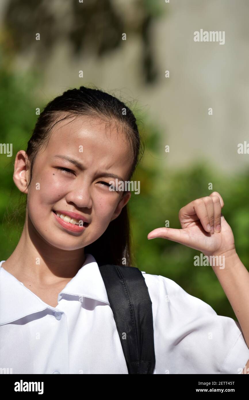 Intelligent Cute Filipina Girl Student With Notebooks Stock Photo - Alamy
