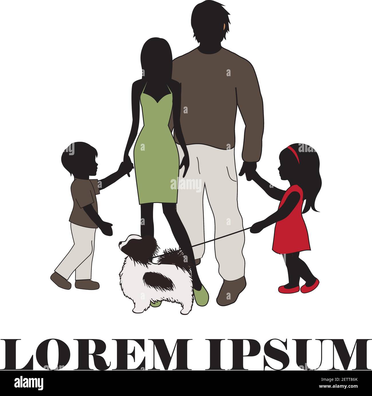 Brother and sister with puppy Stock Vector Images - Alamy