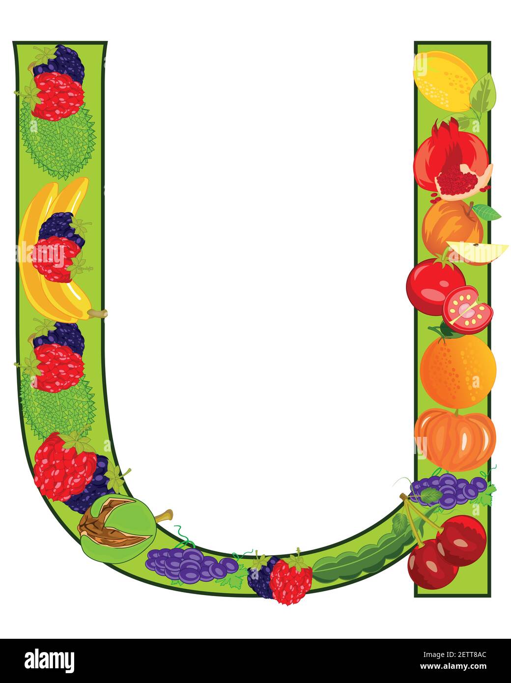 Vector illustration of the decorative letter U english of the alphabet ...