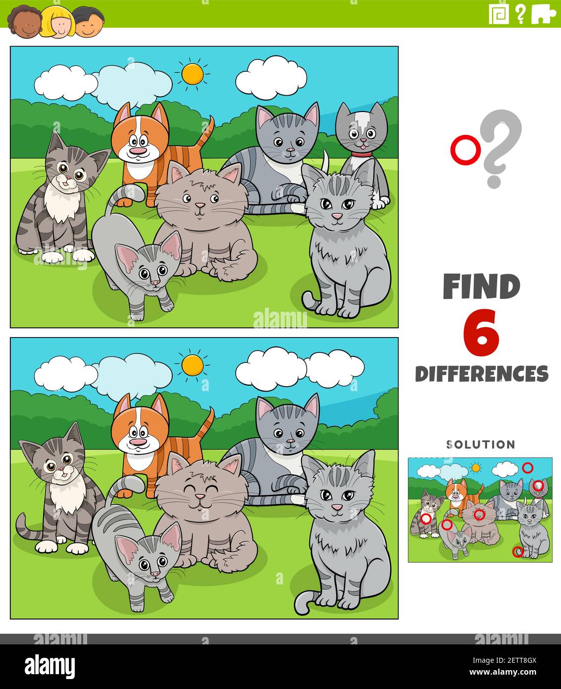 Cartoon illustration of finding the differences between pictures ...