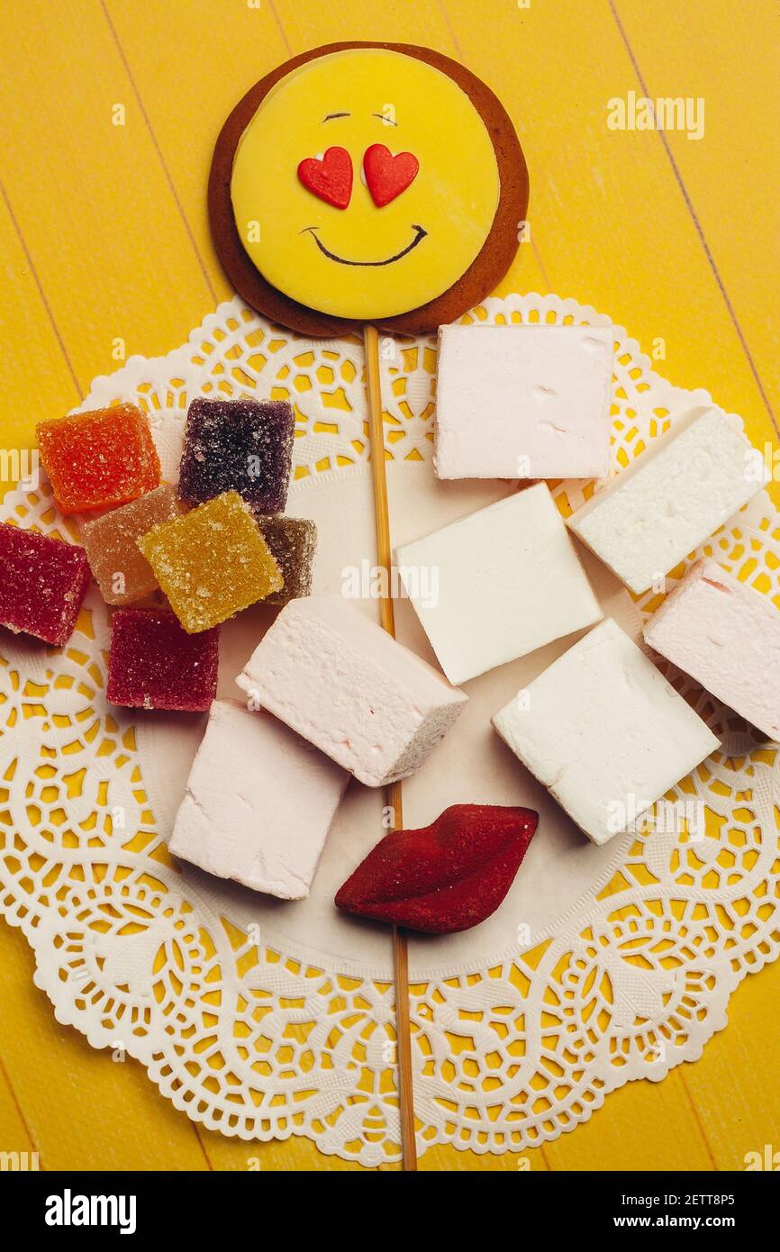 gingerbread in the form of a smiley on a stick marmalade sweets dessert ...