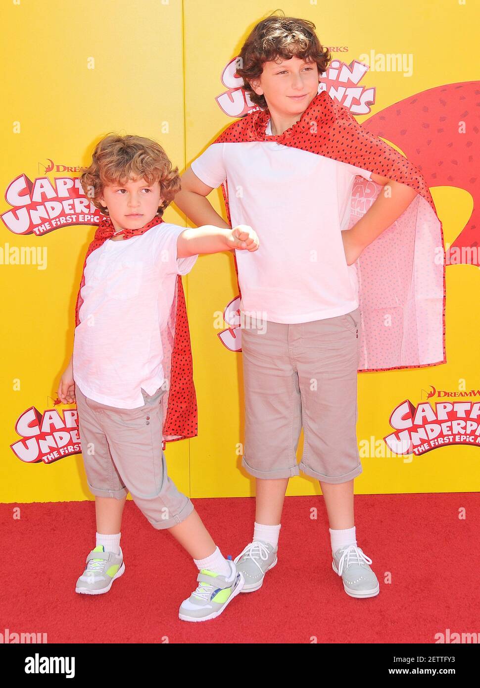 (L-R) Ocean Maturo and August Maturo arrives at "Captain Underpants ...