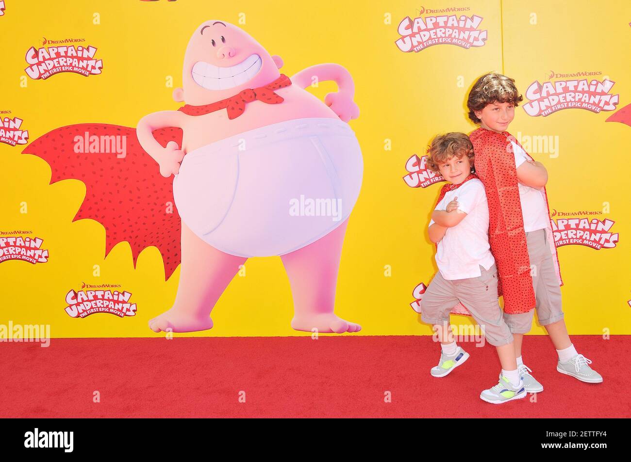 (L-R) Ocean Maturo and August Maturo arrives at "Captain Underpants ...