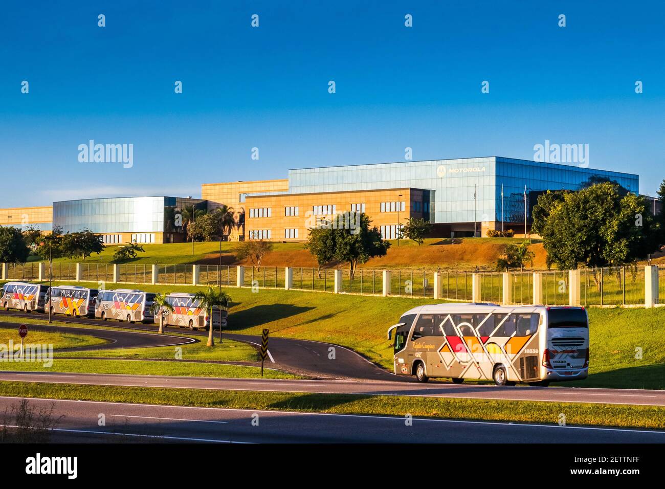 Facade of the Motorola Mobility Brazil factory, located in Jaguariúna ...