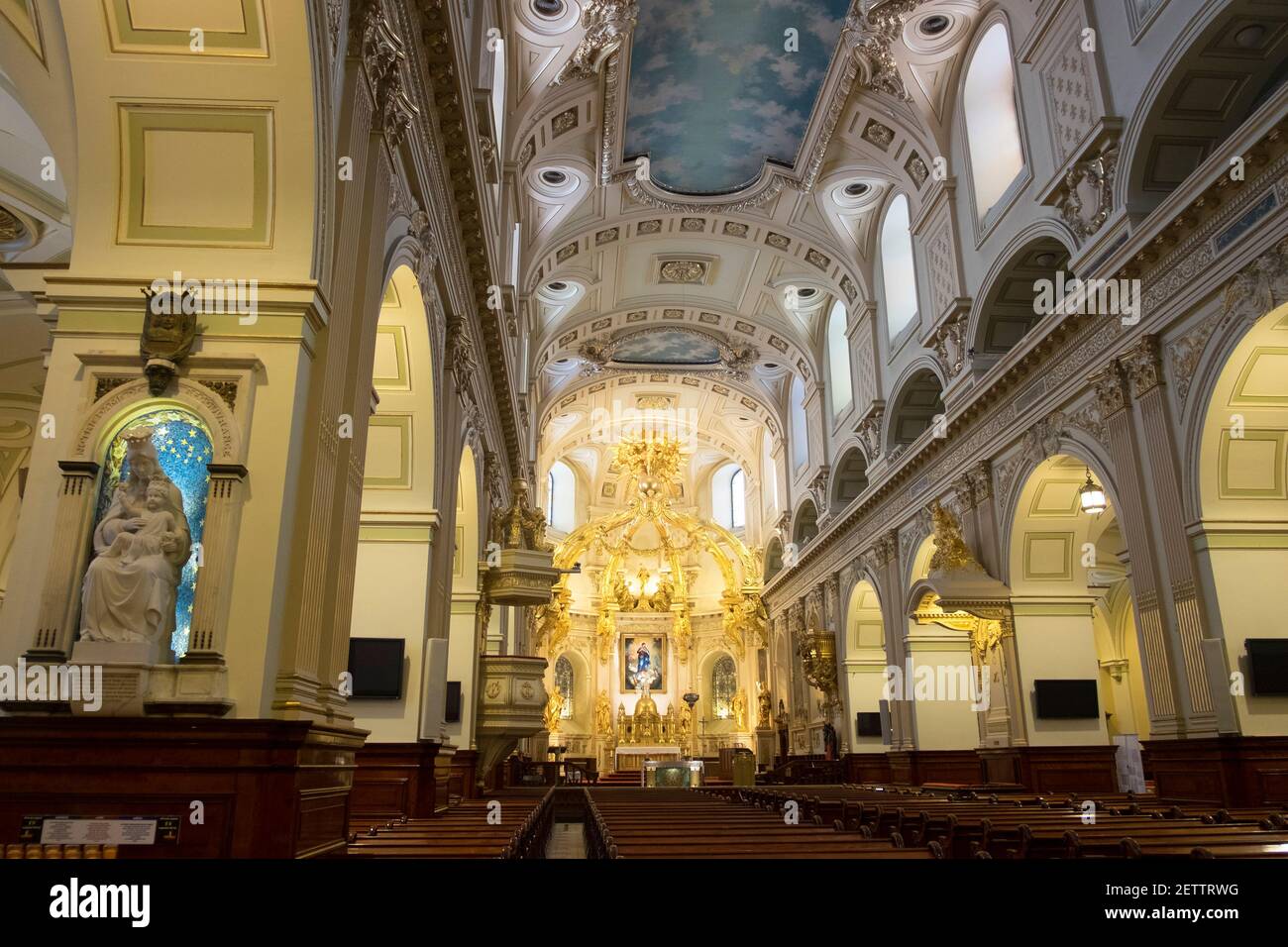 The ornate interior of the historic Cathedral-Basilica of Notre-Dame de ...