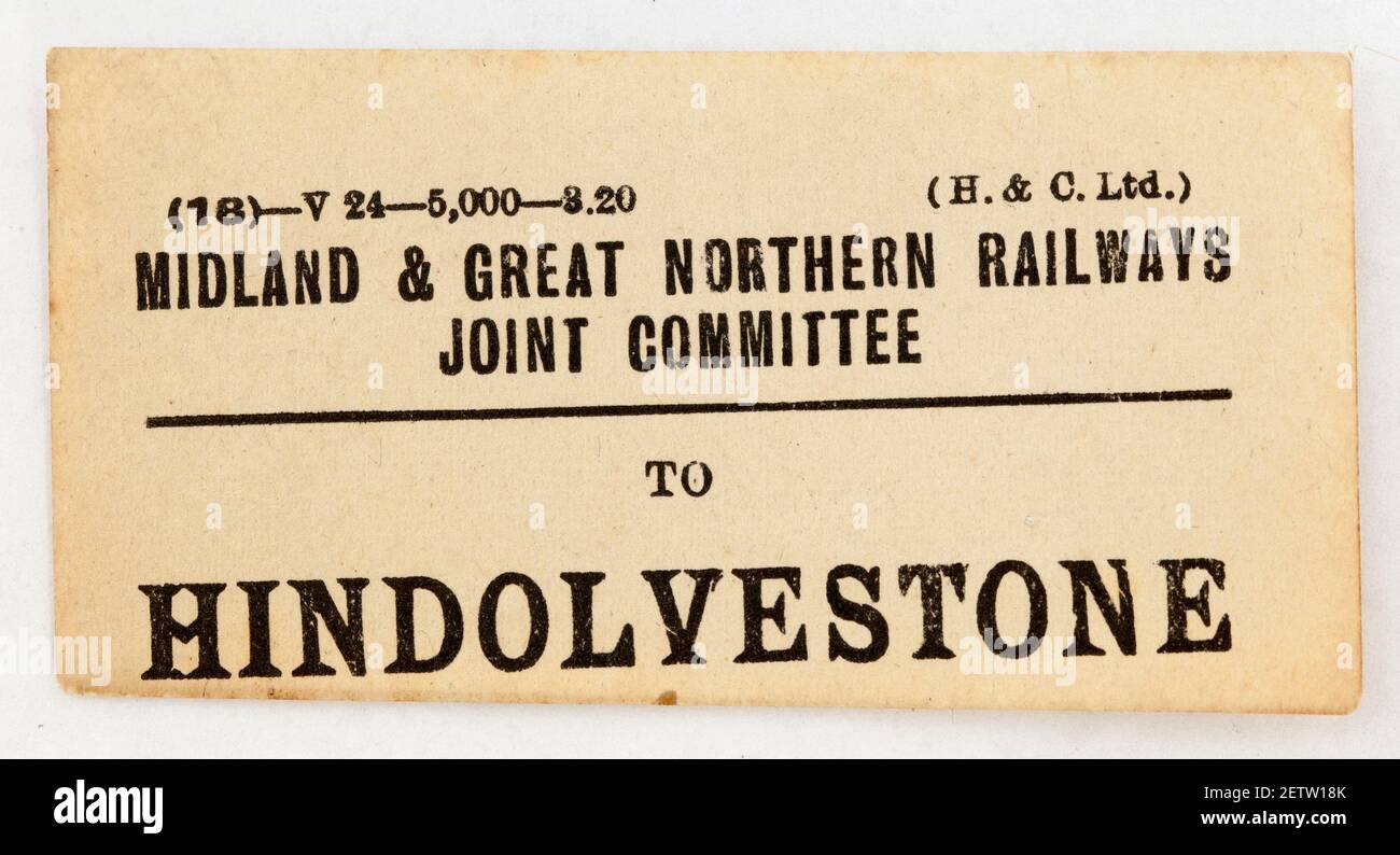 Old Railway Luggage Label to Hindolvestone Stock Photo - Alamy