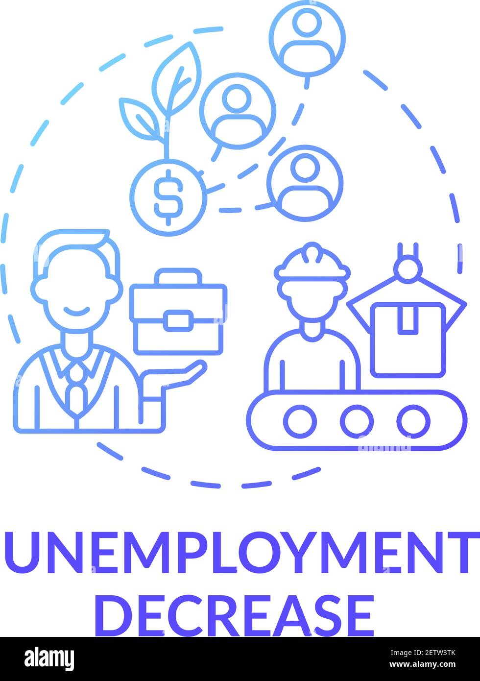 Unemployment decrease concept icon Stock Vector Image & Art - Alamy