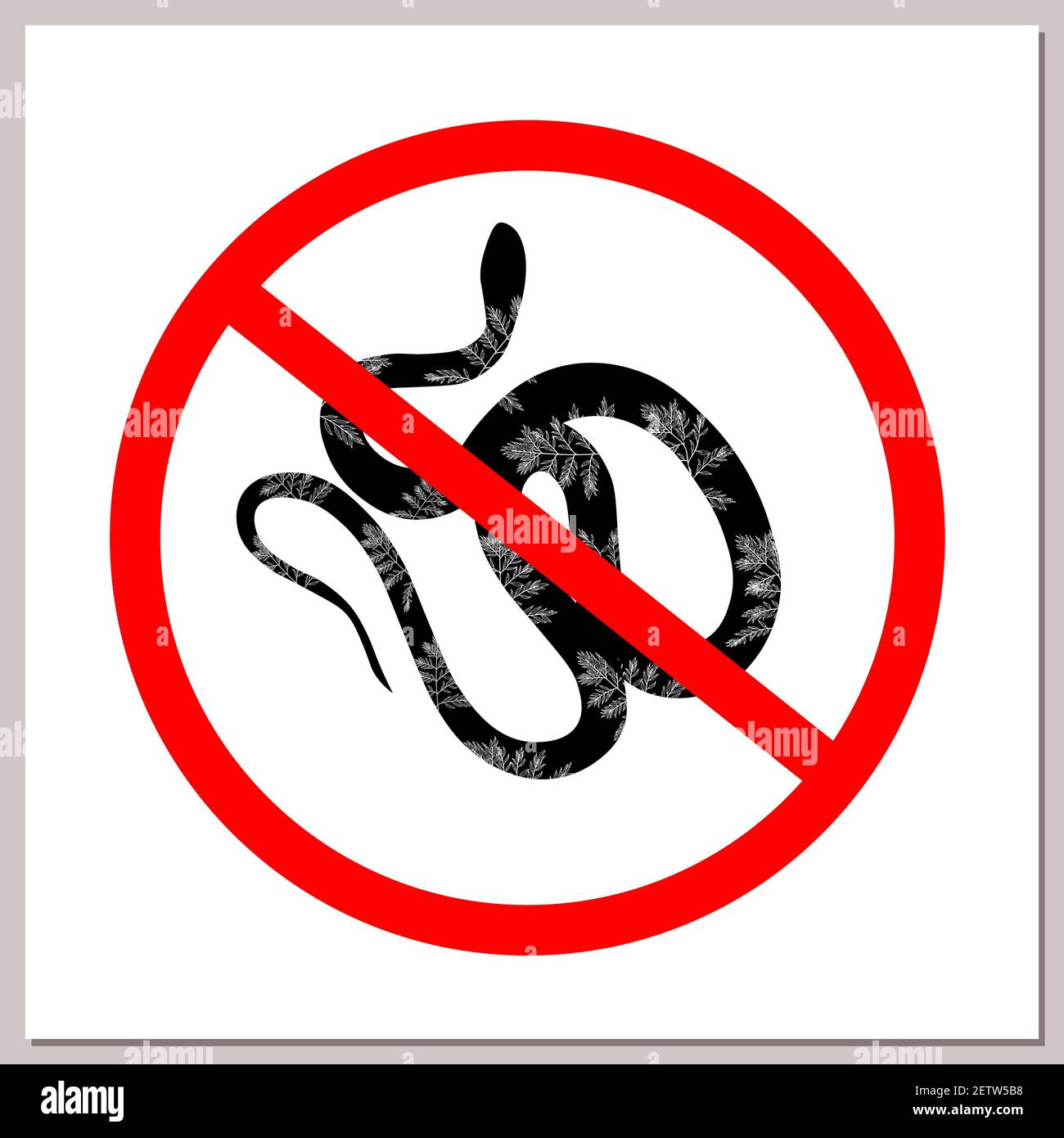 Sign prohibiting snakes. Snake in a red crossed out circle. Hazard ...