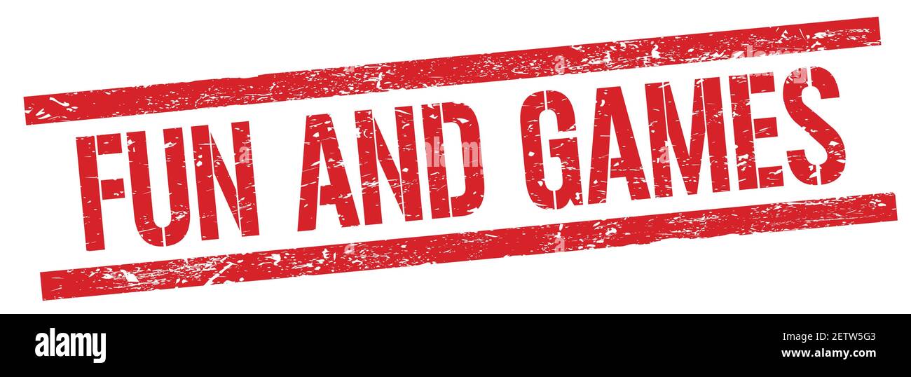 FUN AND GAMES text on red grungy rectangle stamp sign Stock Photo - Alamy