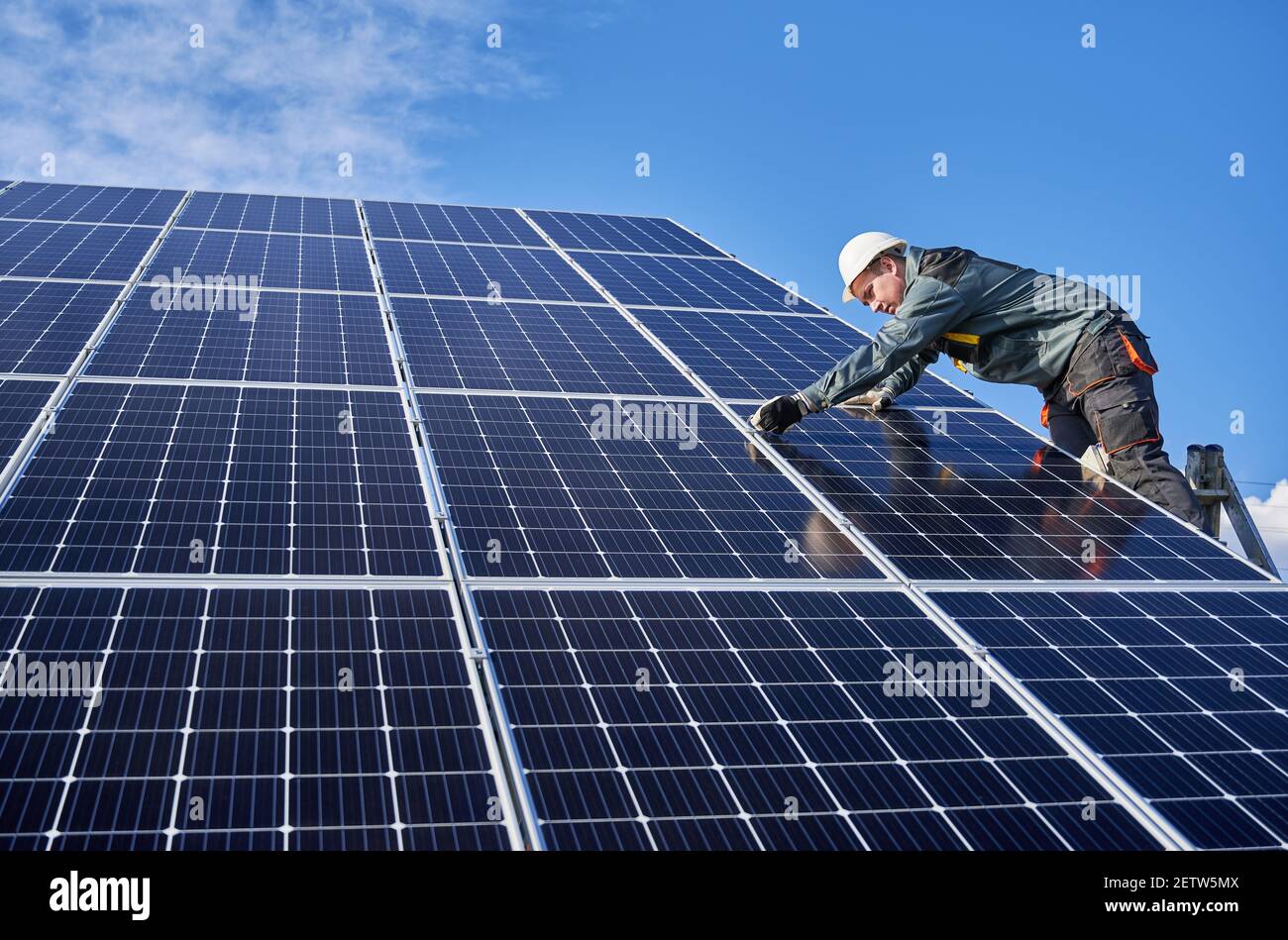 Horizontal snapshot of beautiful and shiny solar battery surface and ...