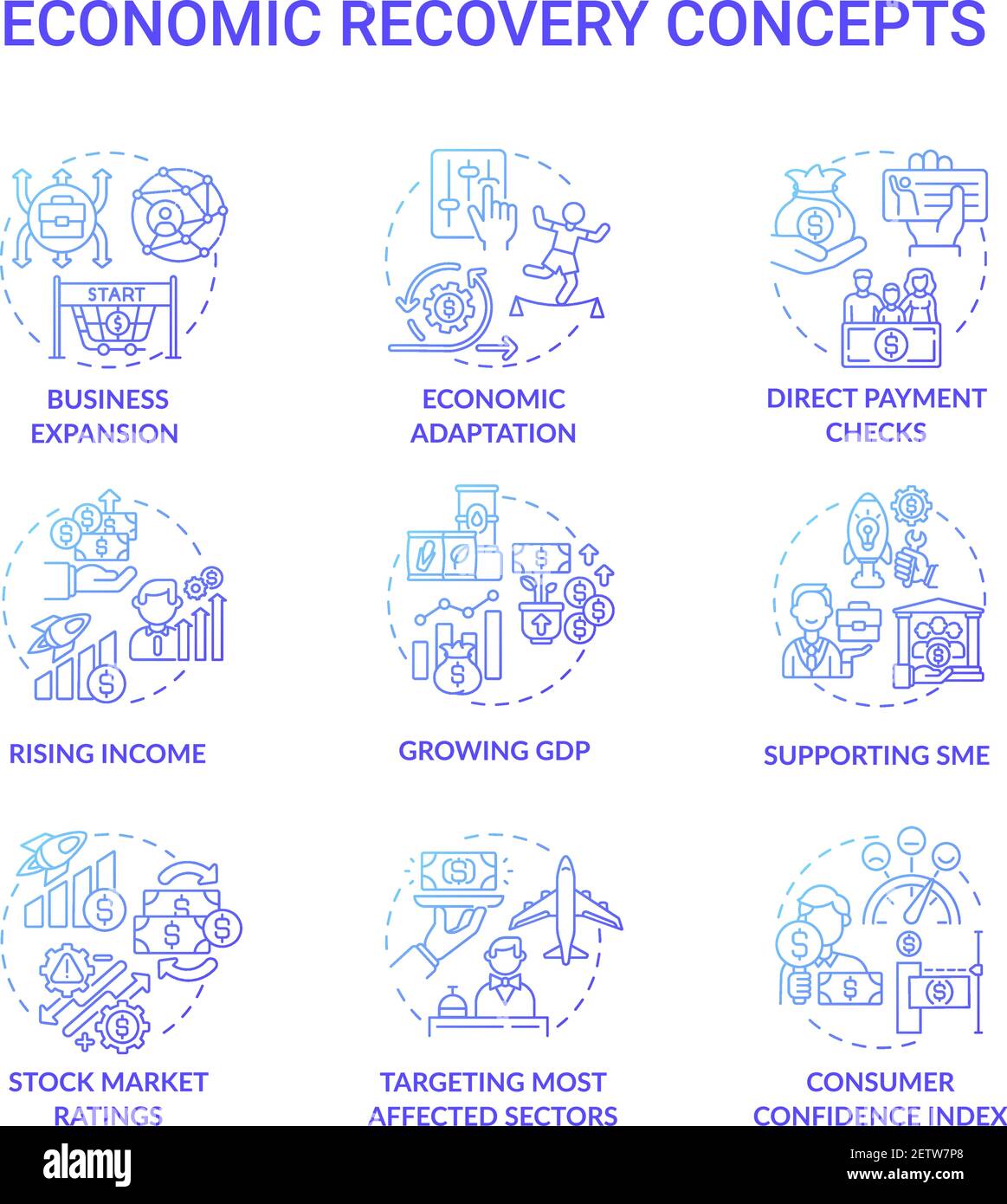 Economic recovery concept icons set Stock Vector Image & Art - Alamy