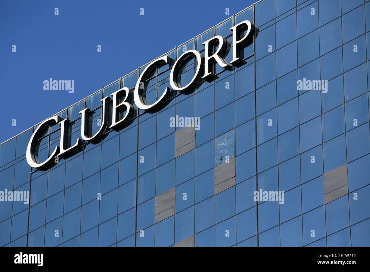 A logo sign outside of the headquarters of ClubCorp in Dallas, Texas ...