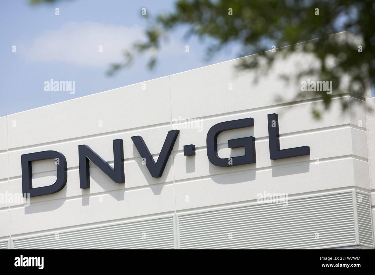 A logo sign outside of a facility occupied by DNV GL in Katy, Texas, on ...