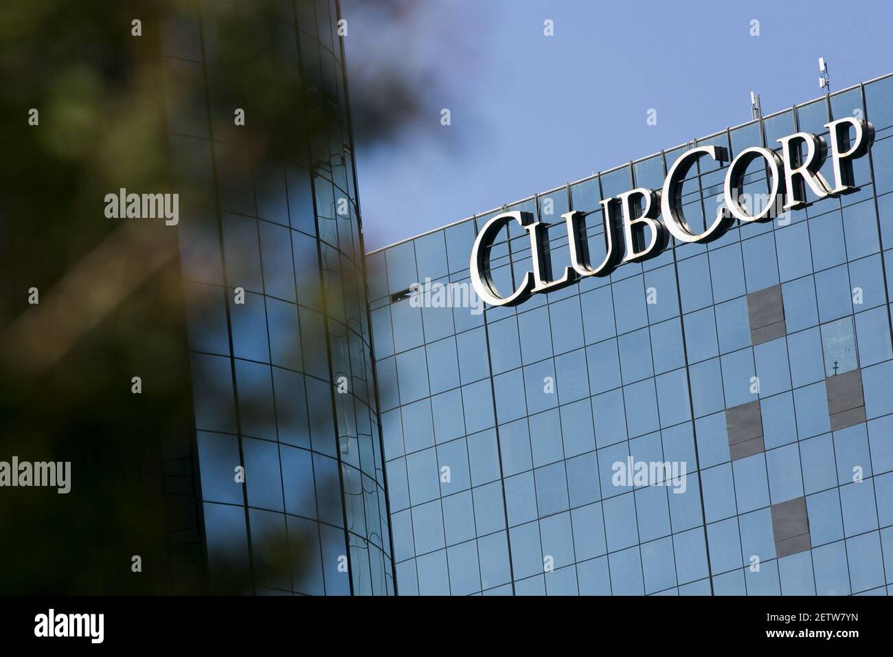 A logo sign outside of the headquarters of ClubCorp in Dallas, Texas ...