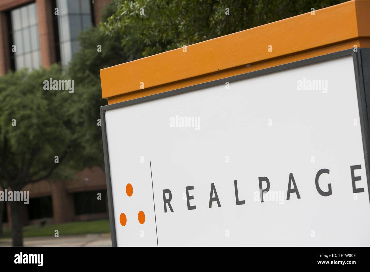 A logo sign outside of the headquarters of RealPage in Richardson ...