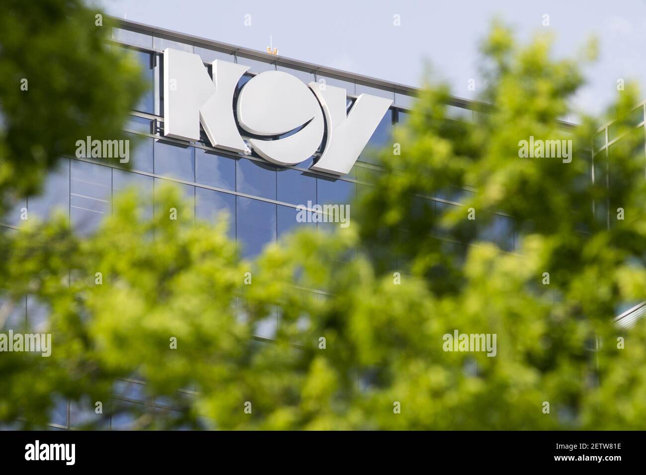 A logo sign outside of a the headquarters of National Oilwell Varco in ...