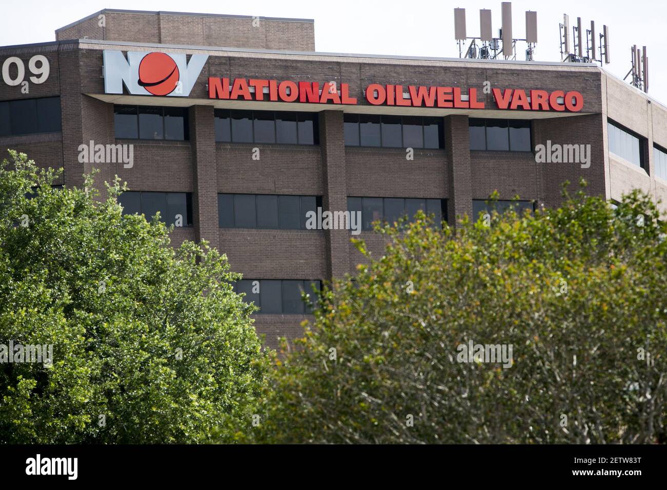 A logo sign outside of a facility occupied by National Oilwell Varco in ...