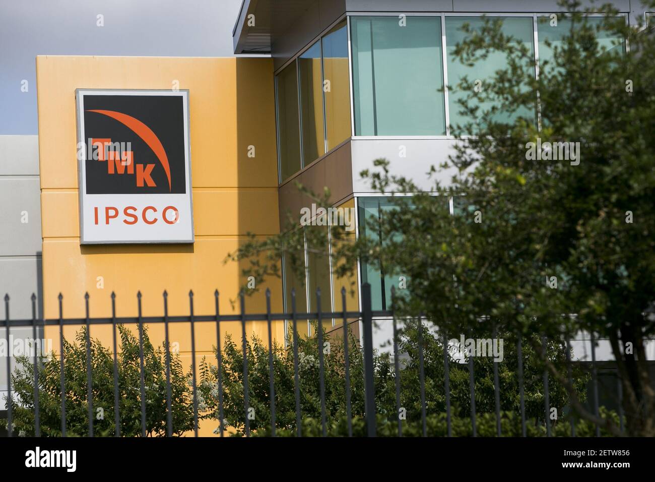 A logo sign outside of a facility occupied by TMK IPSCO in Houston, Texas, on May 28, 2017 ...