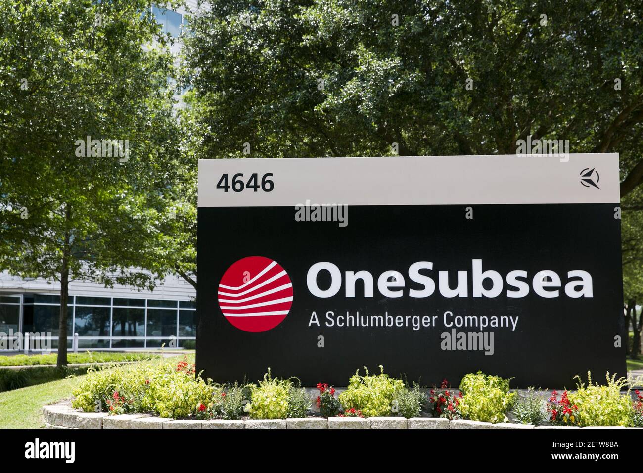 A logo sign outside of the headquarters of OneSubsea in Houston, Texas ...
