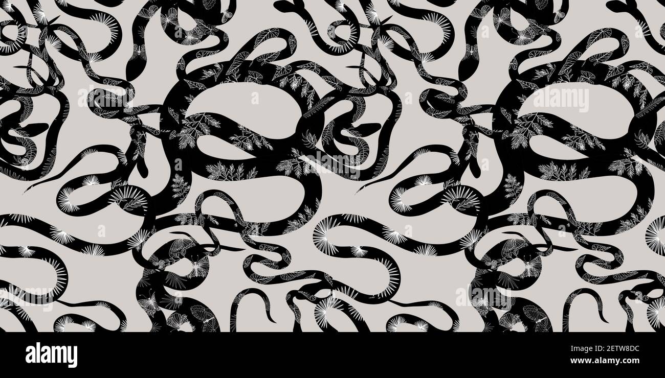 Seamless pattern with snakes. The border is serpentine. A repeating ...