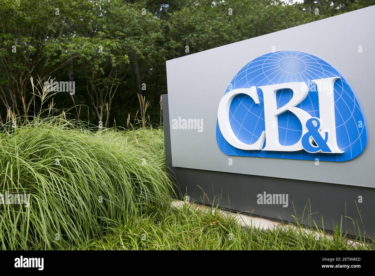 A logo sign outside of a facility occupied by the Chicago Bridge & Iron ...