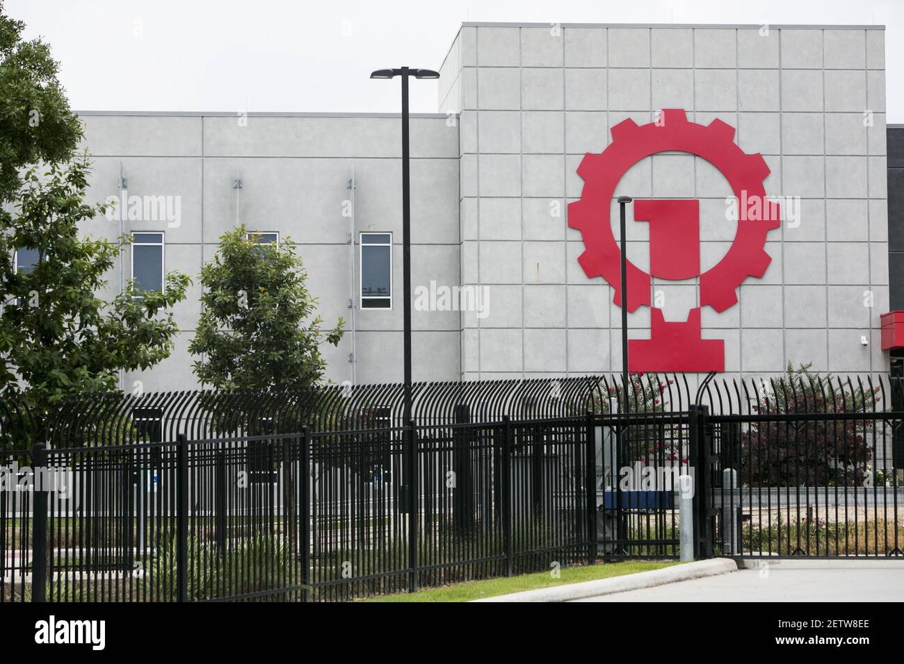 A logo sign outside of a Data Foundry data center in Houston, Texas, on ...