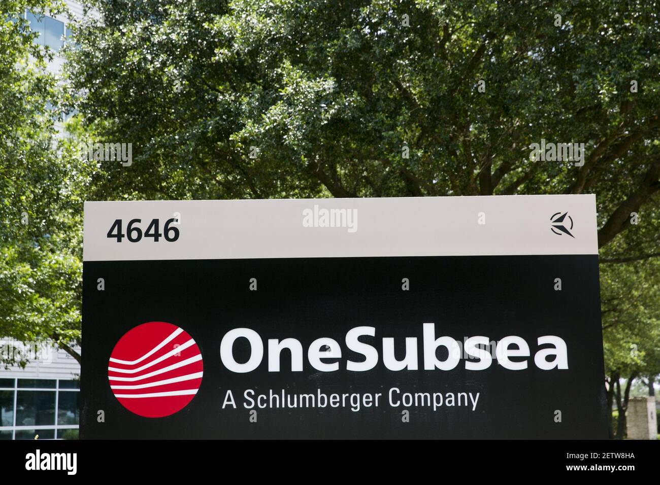 A logo sign outside of the headquarters of OneSubsea in Houston, Texas ...