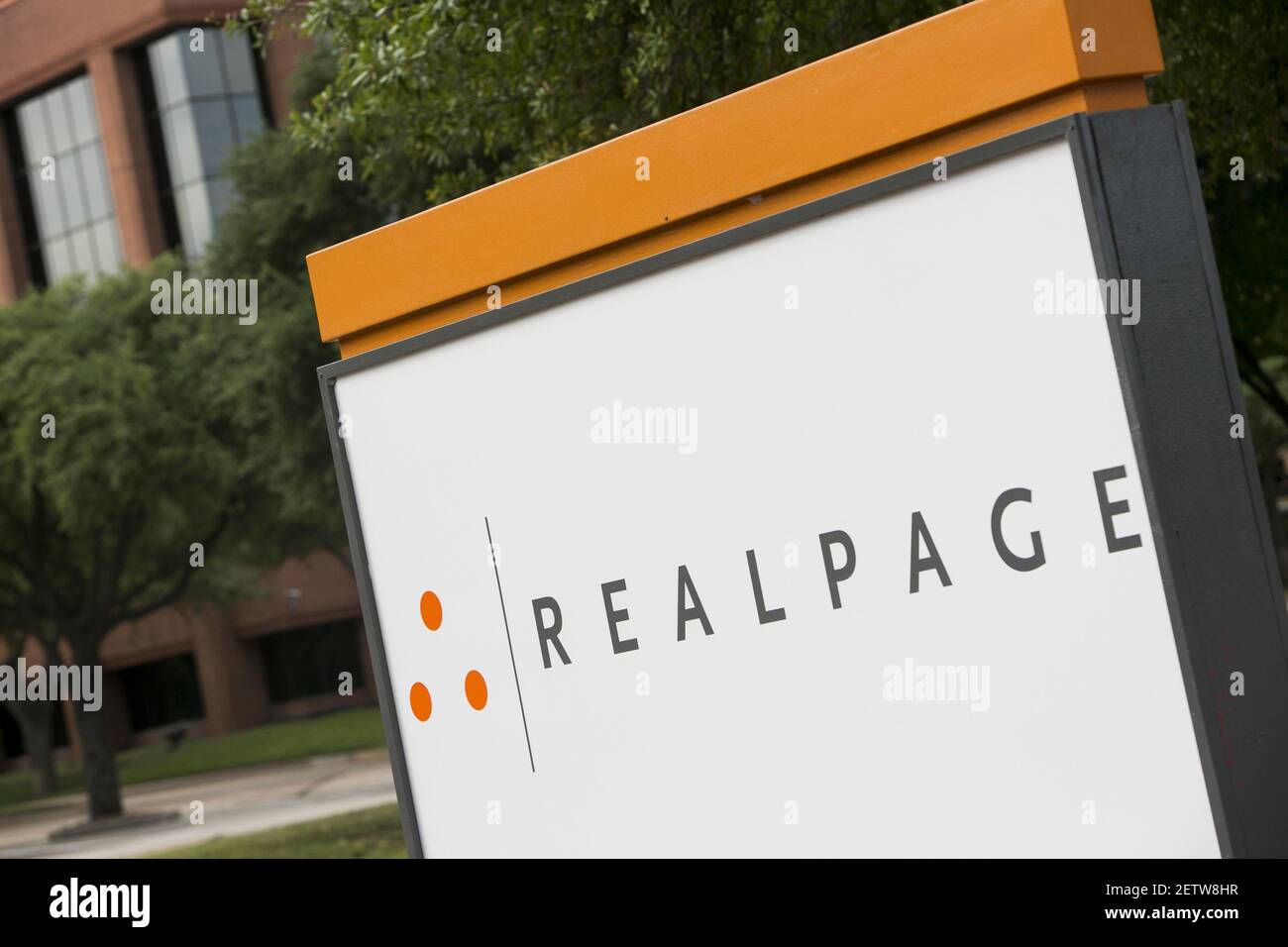 A logo sign outside of the headquarters of RealPage in Richardson ...
