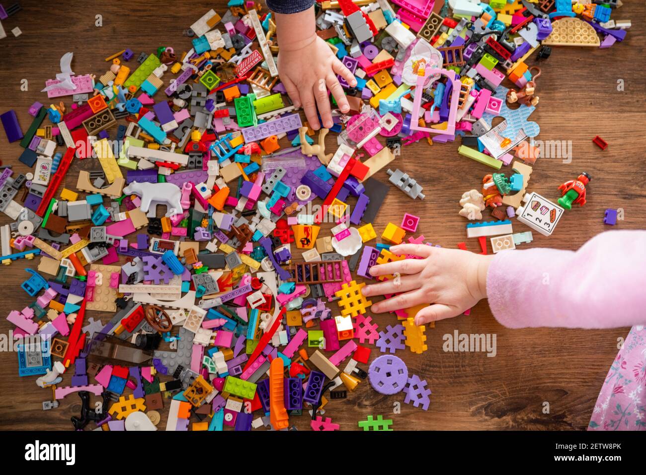 Lego blocks left on the floor Stock Photo - Alamy