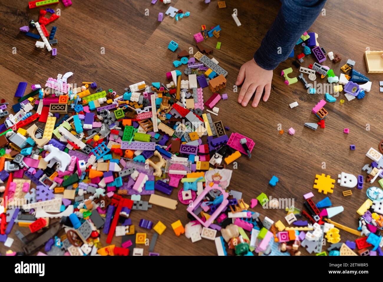 Lego blocks left on the floor Stock Photo - Alamy