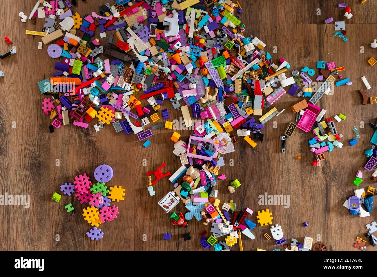 Lego blocks left on the floor Stock Photo - Alamy