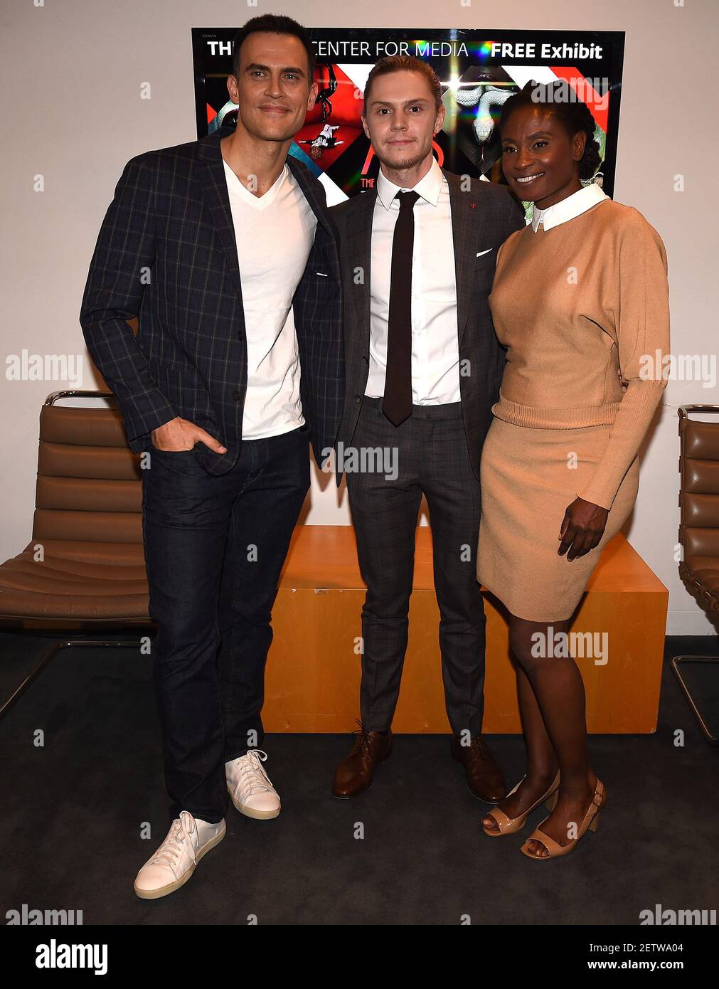 BEVERLY HILLS, CA - JUNE 2: Cheyenne Jackson, Evan Peters, and Adina ...