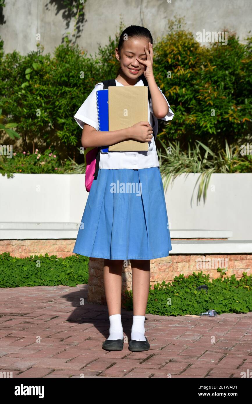 Asian Female Student And Happiness Standing Stock Photo - Alamy