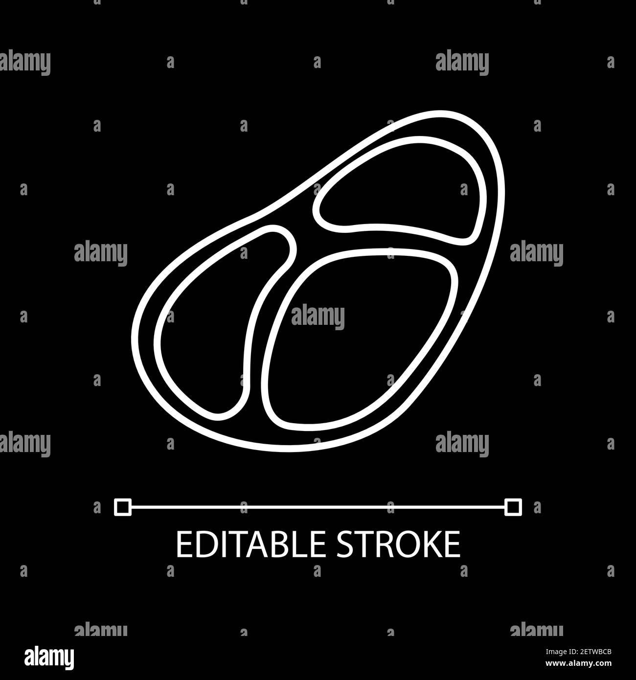 Raw meat steak white linear icon for dark theme Stock Vector Image ...