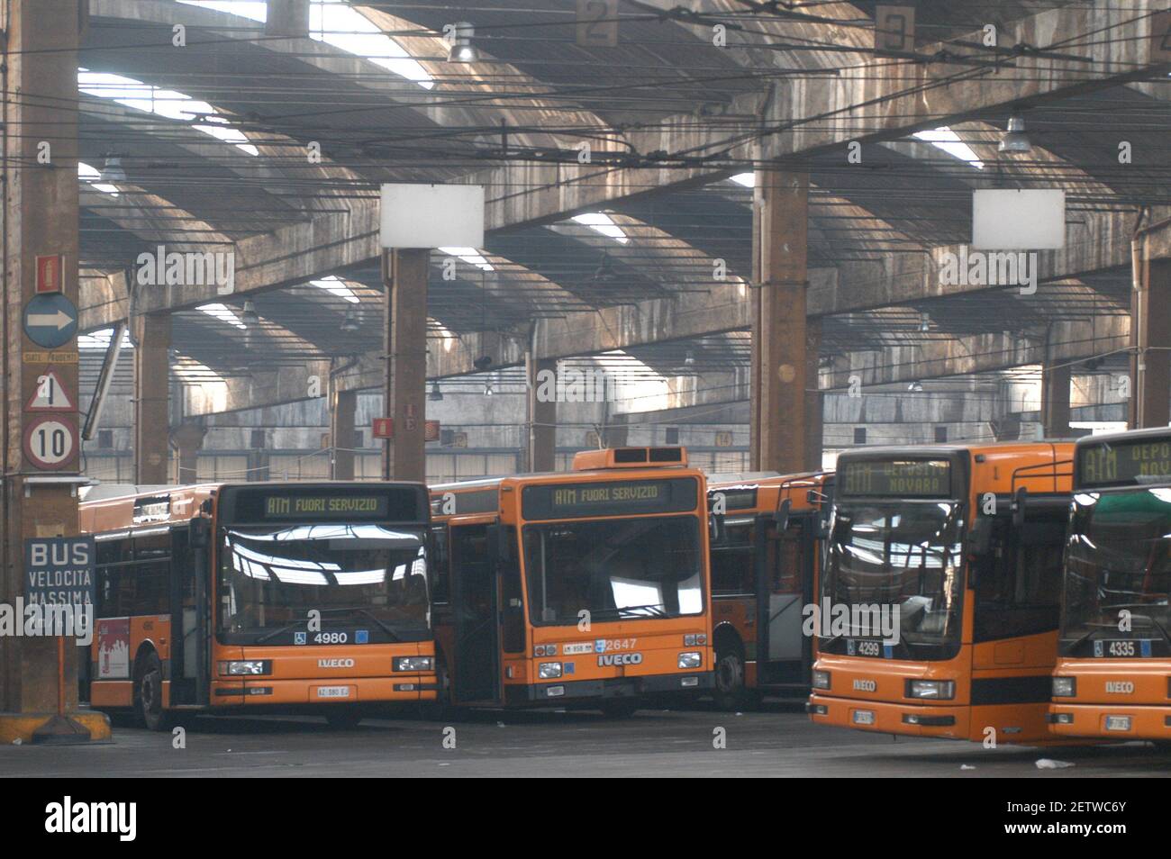 Milan (Italy), public transport bus depot in Novara street Stock Photo ...