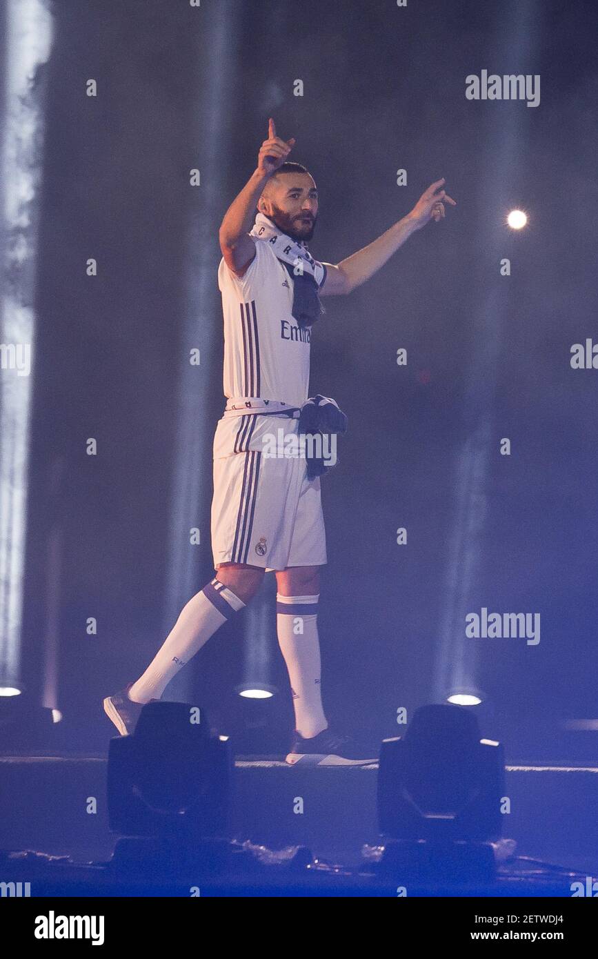 Real Madrid Karim Benzema during the celebration of the 13th UEFA ...