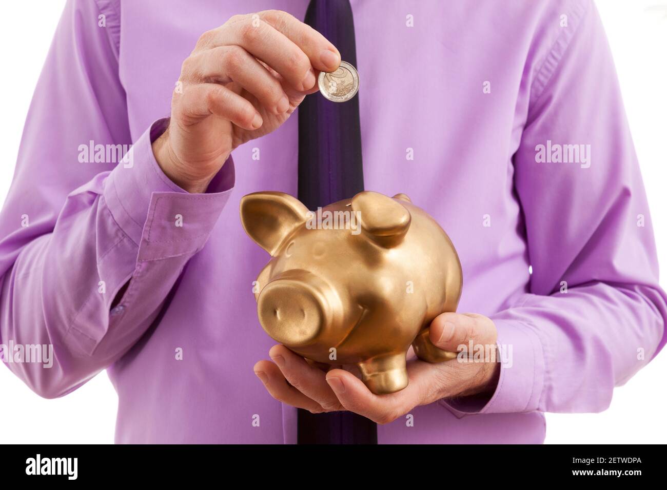 Business man savings money isolated Stock Photo - Alamy